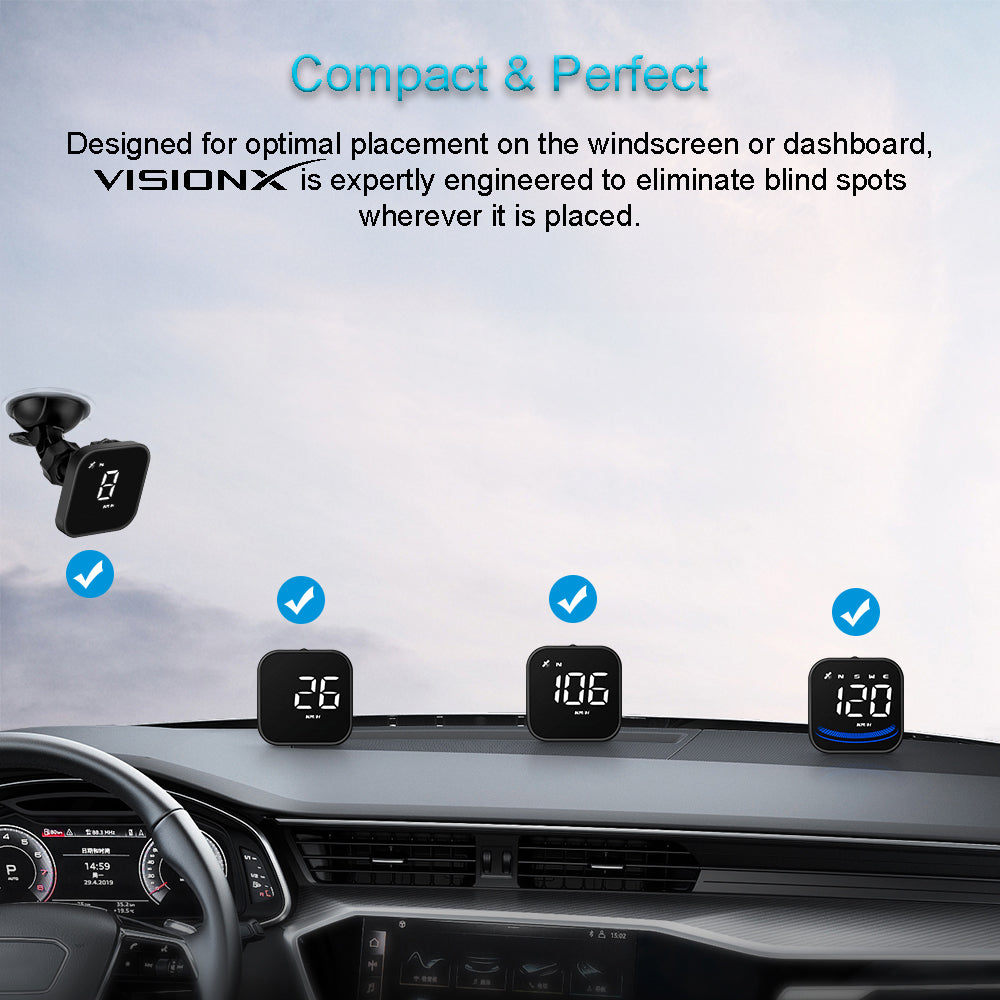 VisionX Car Head-Up Display, MPH Speedometer HUD Suction cup – HEYCE