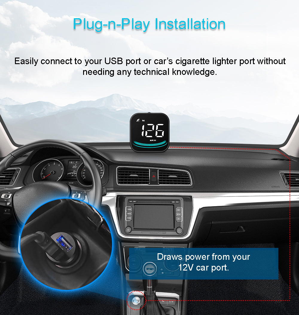 VisionX Car Head-Up Display, MPH Speedometer HUD Suction cup – HEYCE