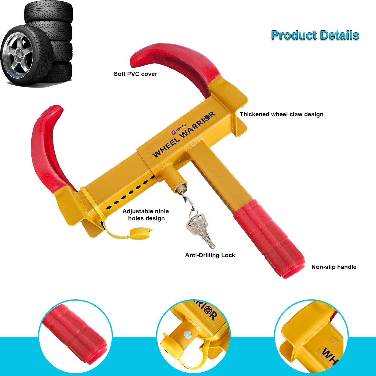 Wheel Warrior Heavy Duty Wheel Clamp Anti-Theft Lock – HEYCE
