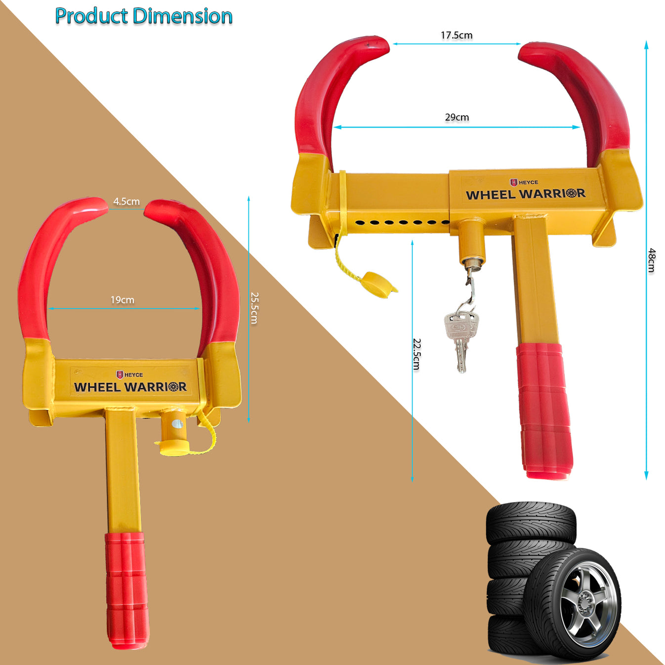 Wheel Warrior Heavy Duty Wheel Clamp Anti-Theft Lock – HEYCE